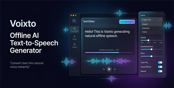 Voixto AI Offline Text To Speech Text to Speech Software 75%