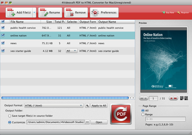 4Videosoft PDF to HTML Converter - PDF Conversion Software for