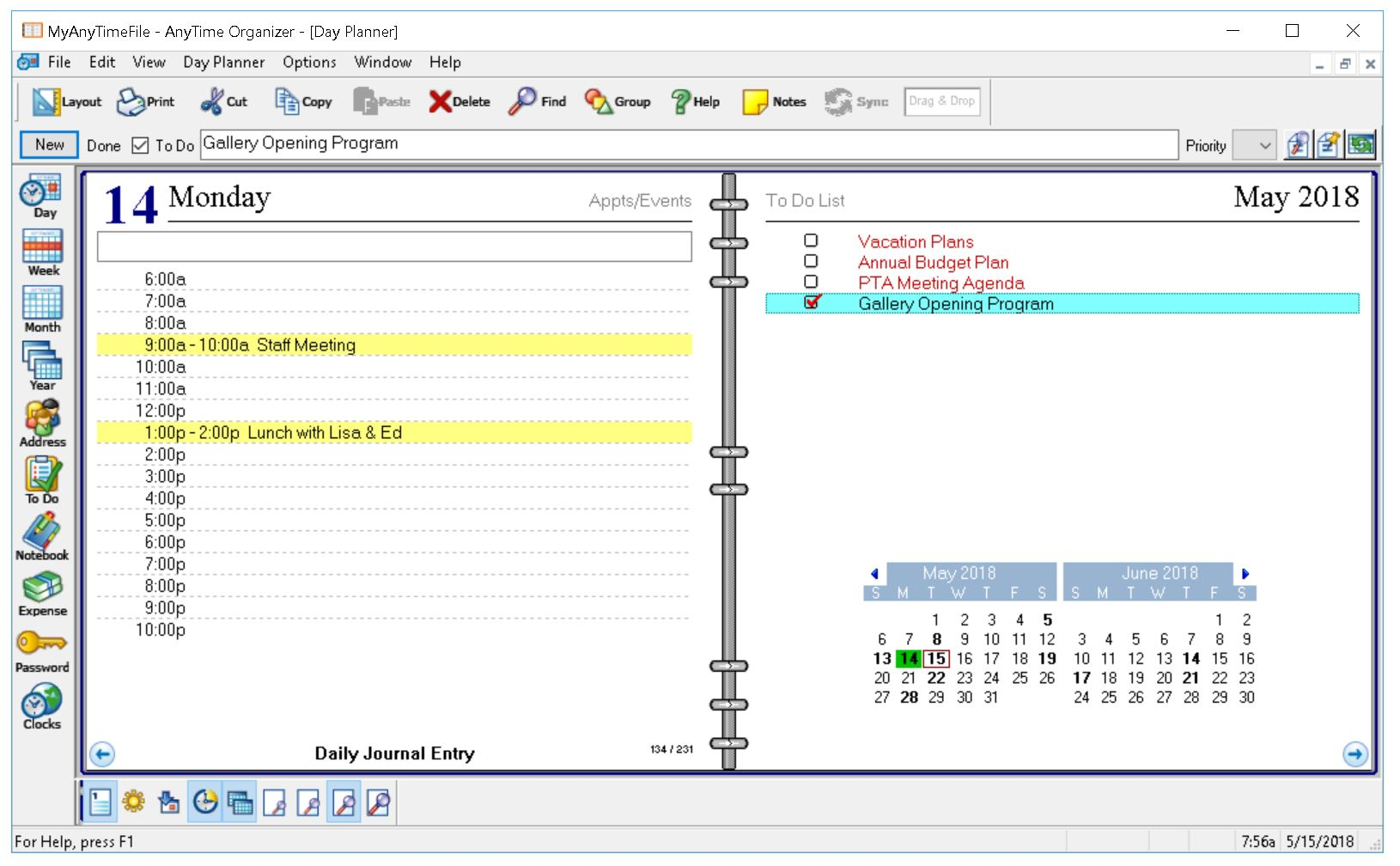 AnyTime Organizer Deluxe Organization Software For PC