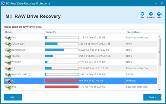 M3 RAW Drive Recovery Professional - Recovery Software for
