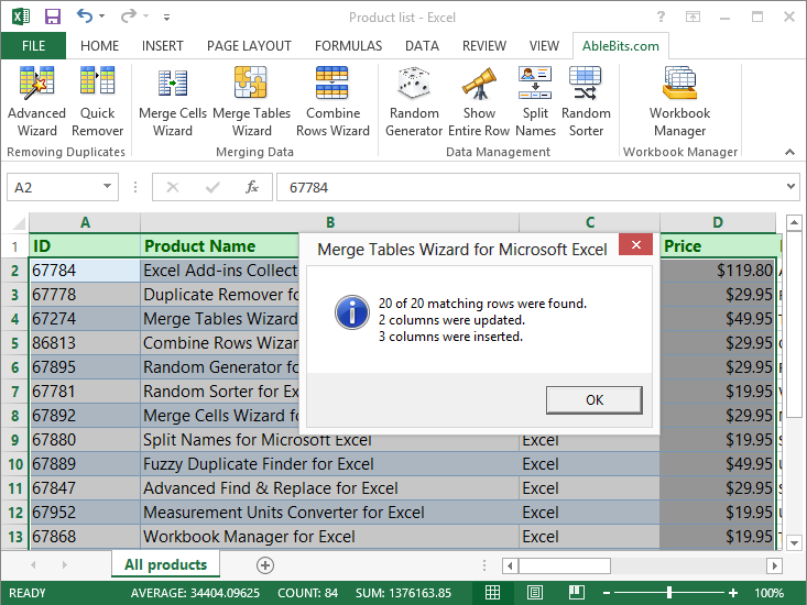 AbleBits Merge Tables Wizard Microsoft Excel Excel Add ins