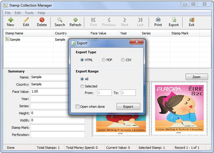 Stamp Collection Manager - Cataloging Software Discount for